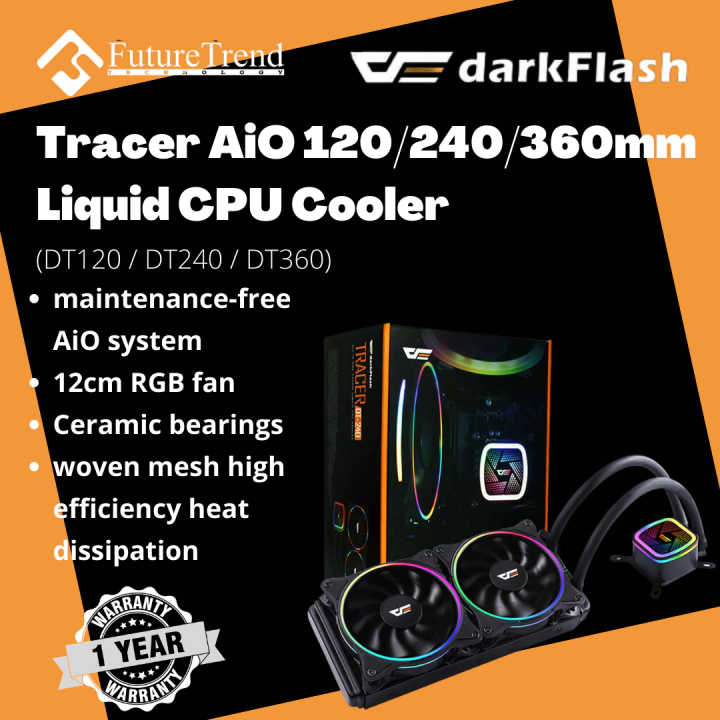 Dark Flash Tracer DT120/240/360 AiO (All-in-One) 120/240/360mm Liquid ...
