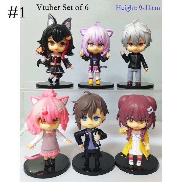 6pcs Hololive VTuber Action Figure Hiiro Korone Okayu Mio Vtubers Model ...