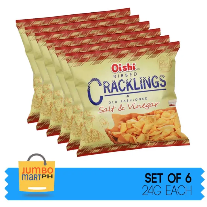 OISHI RIBBED CRACKLINGS SALT & VINEGAR 24G / SET OF 6 | Lazada PH