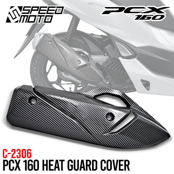 PCX 160 MUFFLER COVER CARBON C-2306 / MOTORCYCLE EXHAUST HEAT GUARD COVER FOR HONDA PCX160 ...