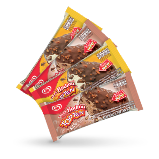 Combo 10 cây Kem Walls Topten với lớp vỏ sôcôla đậu phộng giòn rụm cùng ...
