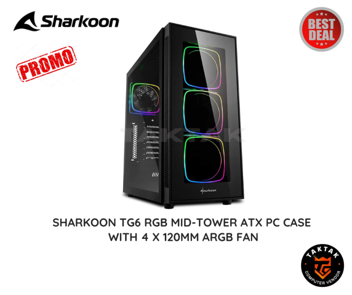 SHARKOON TG6 ATX PC CASE DESKTOP COMPUTER GAMING CASE COMPUTER CASE ...