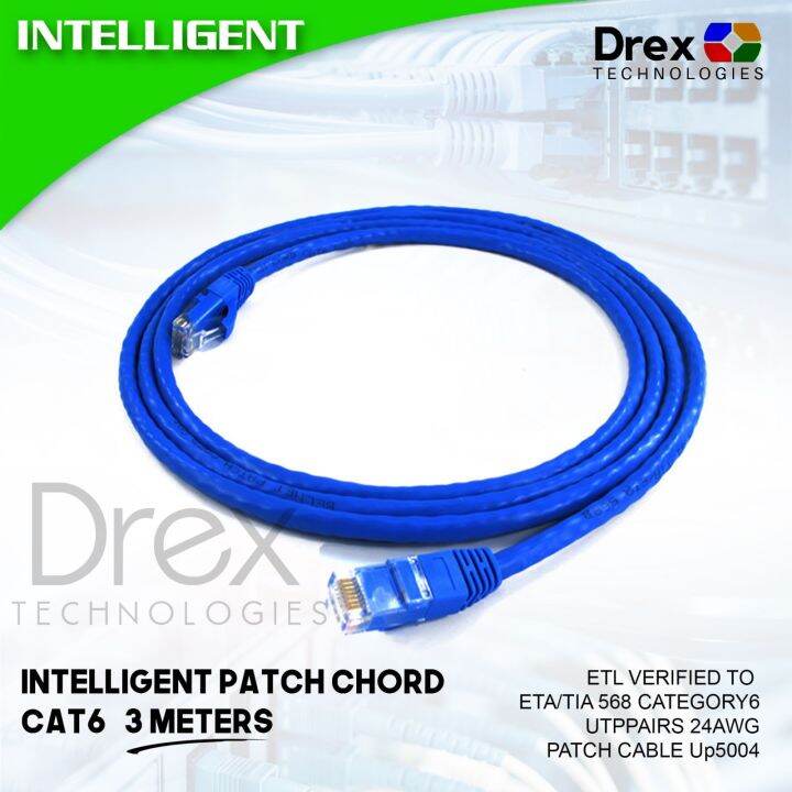 3M Intelligent Cat6 Patch Cable Blue UTP Pairs 24AWG Ethernet Cable ...
