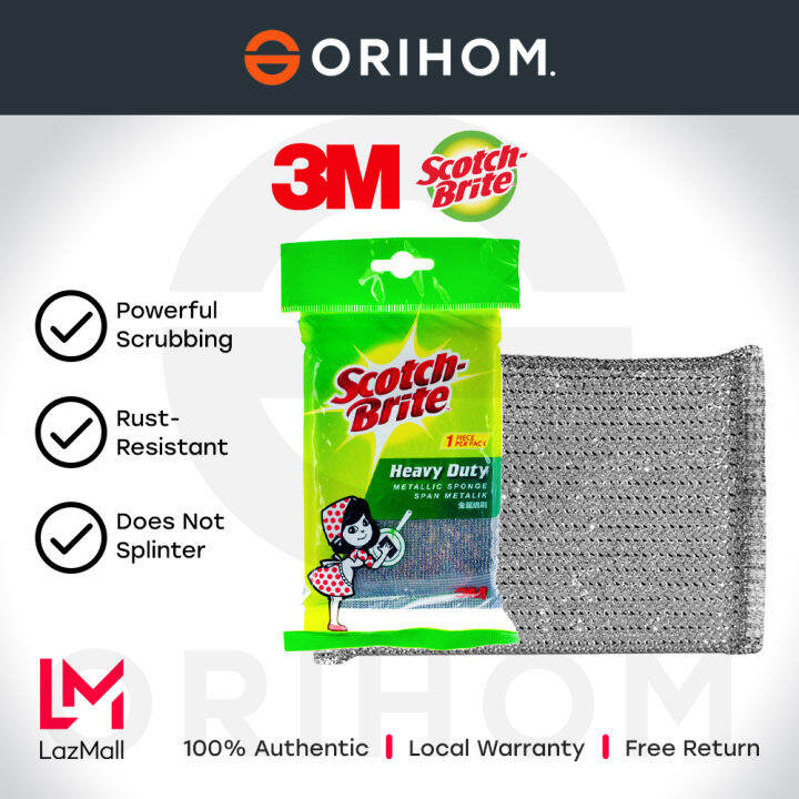 3M SCOTCH-BRITE Heavy Duty Metallic Sponge 1-Pcs Pack Stainless Steel ...