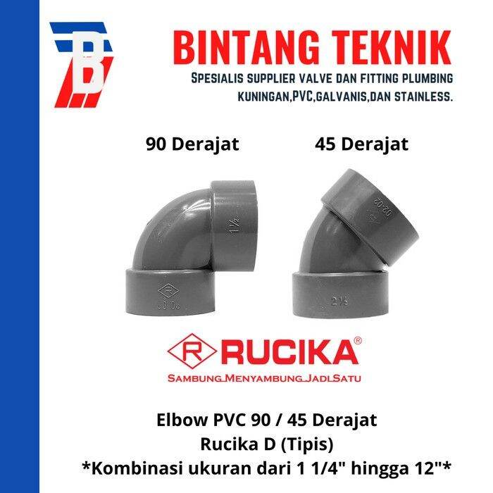 Elbow / Knee PVC Rucika 10" Inch D (Tipis) 90 / 45 Derajat - 45 Derajat | Lazada Indonesia