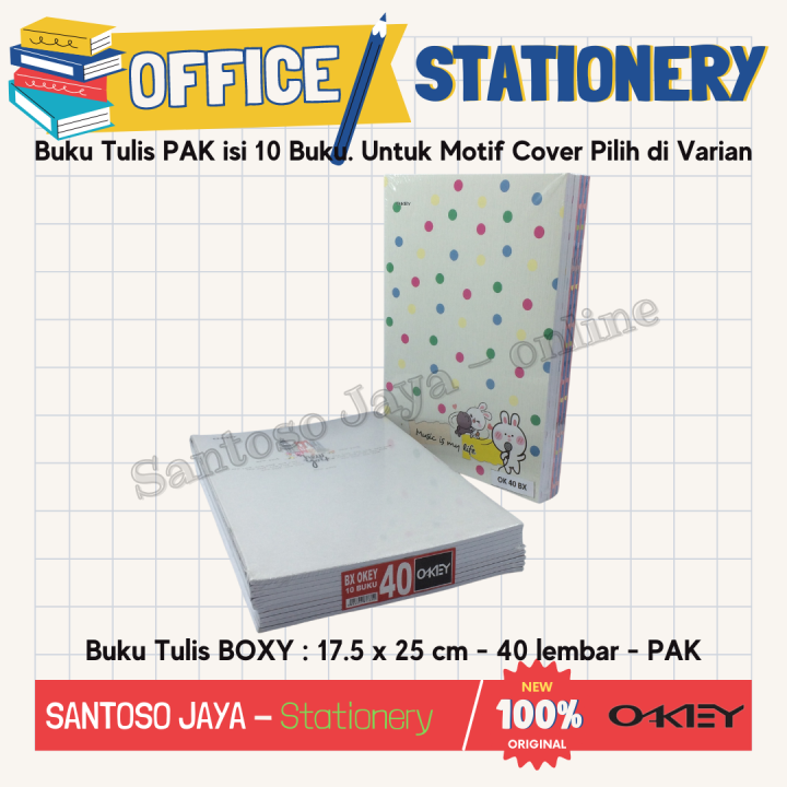 Buku Tulis Boxy OKEY by Kiky 40 Lembar B5 17.5x25 cm PAK - 10 Buku ...