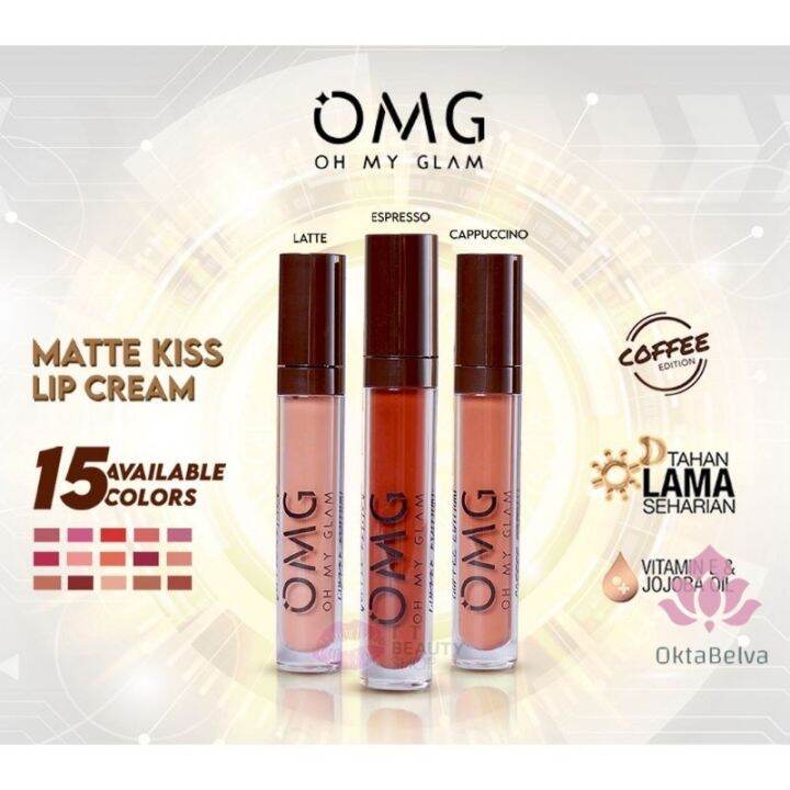 OMG Oh My Glam Matte Kiss Lip Cream Lipstik Lipcream Original | 15 ...