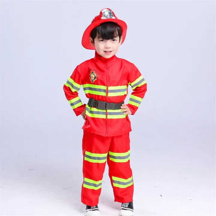 ۞ New Year Fireman Sam Costume for Kids Boys Firefighter Uniform Role ...