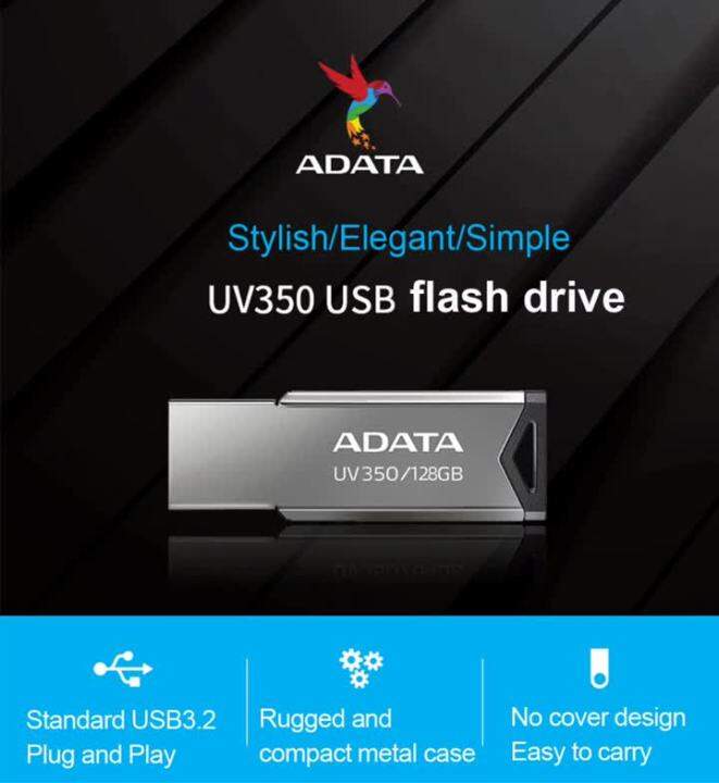 100 เดิม ADATA USB 3.2แฟลชไดรฟ์ UV350 32กิกะไบต์64กิกะไบต์128กิกะไบต์ ...