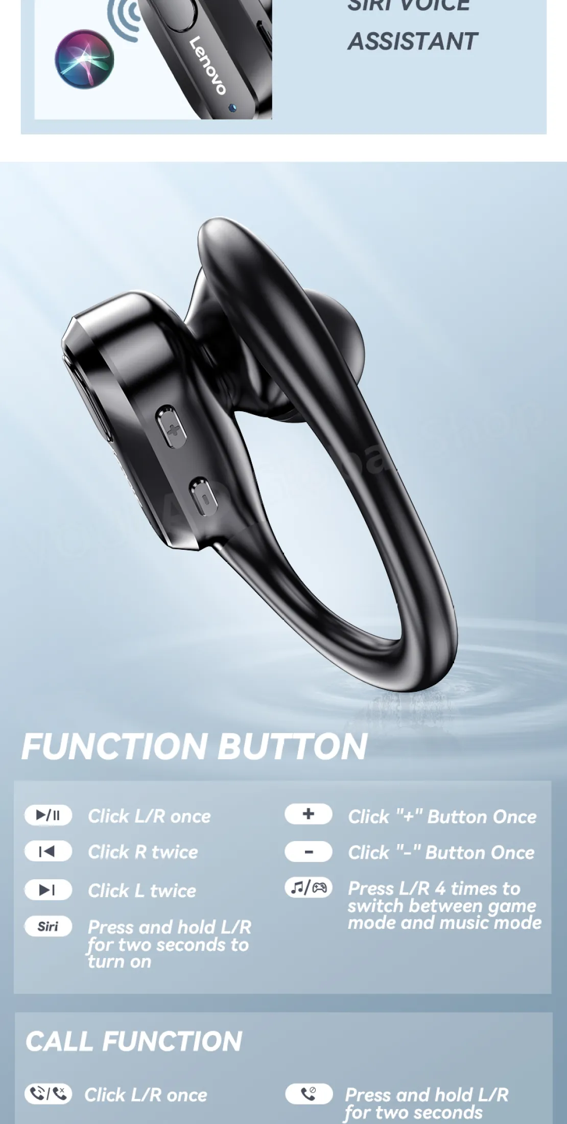 หูฟังบลูทูธ Lenovo XT80 TWS หูฟังออกกำลังกาย หูฟังบลูทูธ 5.3 หูฟัง ...