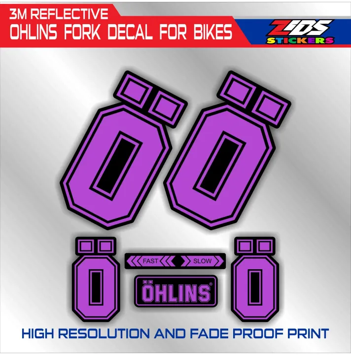 ohlins fork decals for bike 3M reflective printed laminated sticker ...