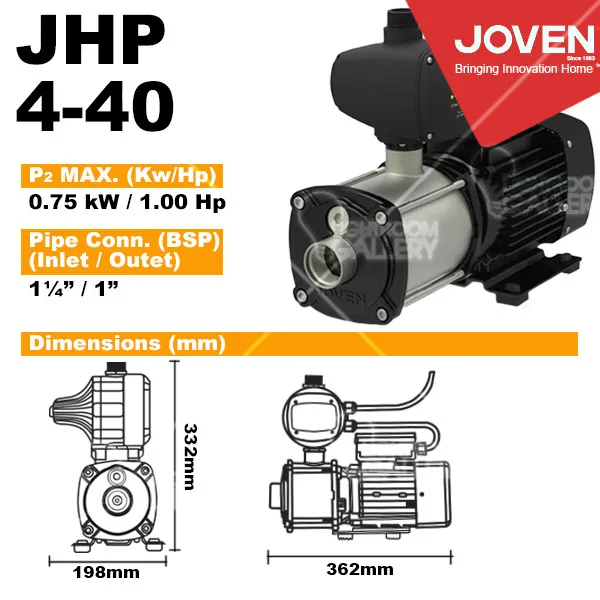 JOVEN JHP WATER PUMP / AUTOMATIC DOMESTIC WATER PUMP JHP 2-30/JHP 3-40/JHP4-40 | Lazada