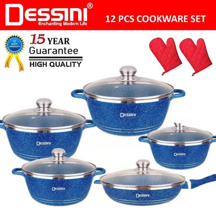 Dessini Granite Aluminium Non Stick Fry Pot Non Stick Pan Set Cookware ...