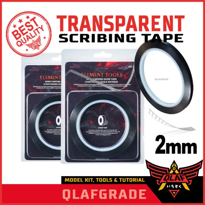 SCRIBING TAPE 2mm TRANSPARENT CARVING GUIDE SCALE dymo tape panel line ...