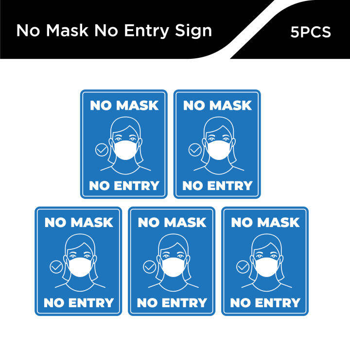 DSign 5pcs. No Facemask No Entry Blue Girl Sign Safety Signages Vinyl ...