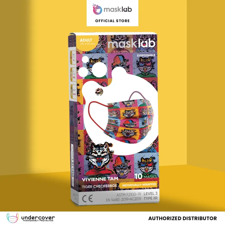 MASKLAB - Undercover Mask PH - Adult Surgical Vivienne Tam Tiger Checkerbox (10 pcs) | Lazada PH