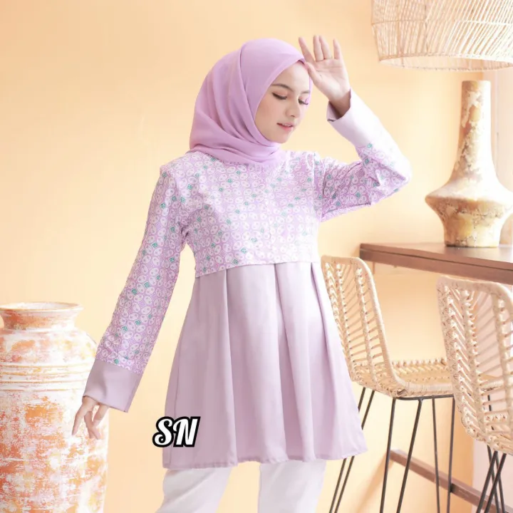 Baju Blus Kombinasi Batik Seragam Kantor Kekinian | Lazada Indonesia