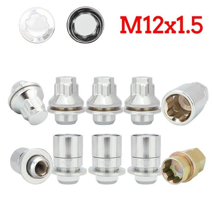 4x Alloy Steel Flowers Shaped M12 x1.5 Anti Theft Closed End Locking ...