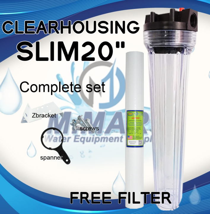 Slim housing CLEAR 20inch (FREE SEDIMENT FILTER INSIDE) | Lazada PH