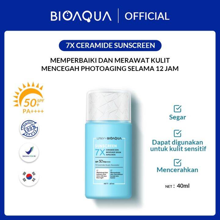 BIOAQUA 7X Ceramide Sunblcok Wajah Sunscreen SPF 50 PA++++ 40ml ...