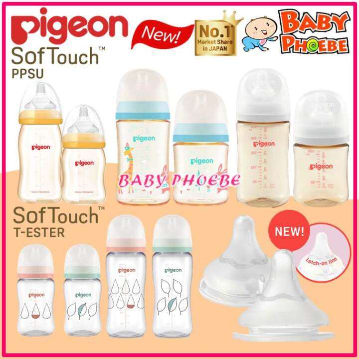 [ORIGINAL Pigeon Malaysia] Pigeon Softouch Wide Neck PPSU / T-Ester Bottle 160ml/240ml (1pc ...
