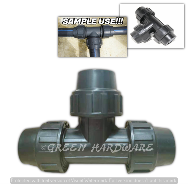 1PCS PE Tee Reducer PE Black Connector (1/2", 3/4" & 1") PE Quick Connect line Fittings Direct ...