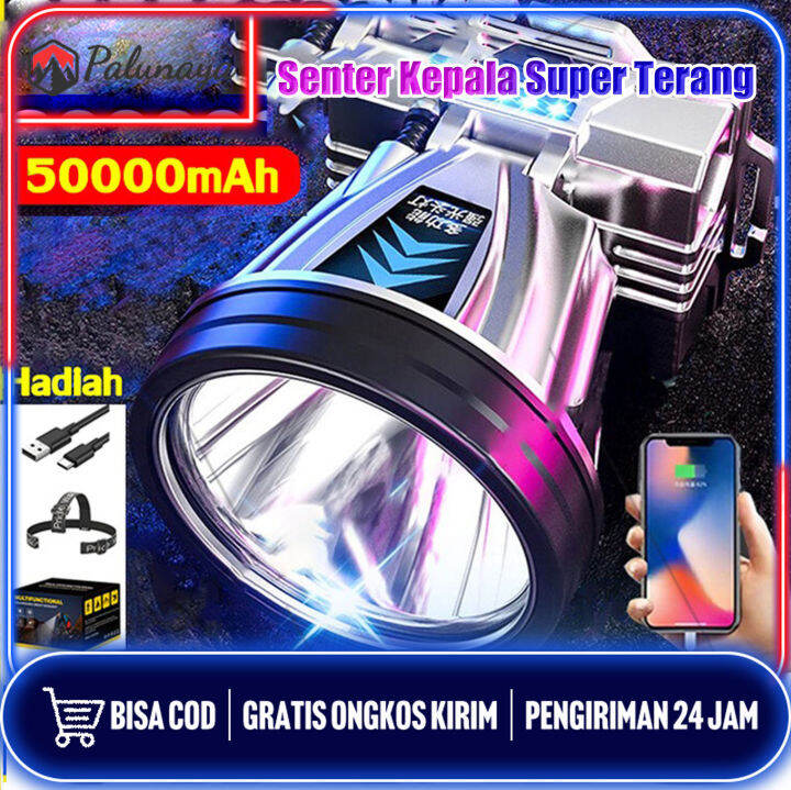 Senter Kepala 300 WATT & LED Headlamp Super Terang Outdoor Anti Air ...