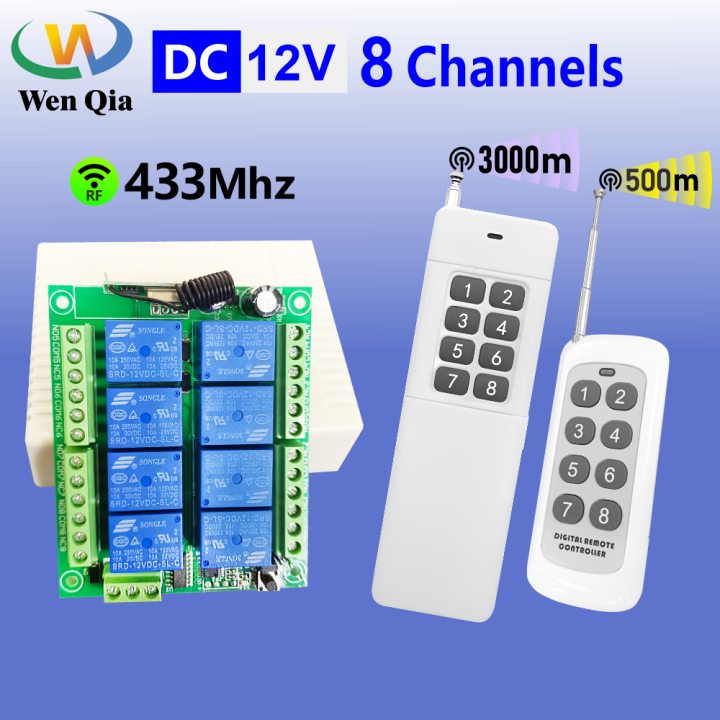 WenQia DC 12V 8 Channels Wireless Remote Controller 10A Relay Receiver ... WenQia DC 12V 8 Channels Wireless Remote Controller 10A Relay Receiver ...