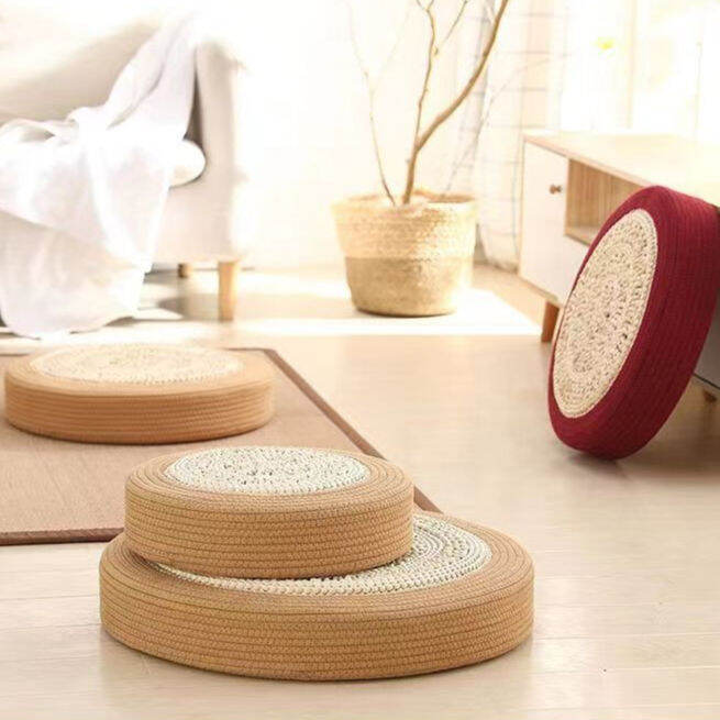 Japanese Muji Yoga Straw Woven Tatami Cushion Floor Futon Pouf Ottoman ...