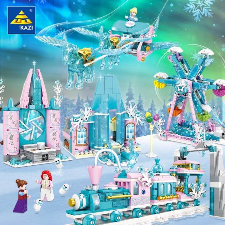 The Elsa Magical Ice Castle Set Princess Anna Stacking Building Blocks ...
