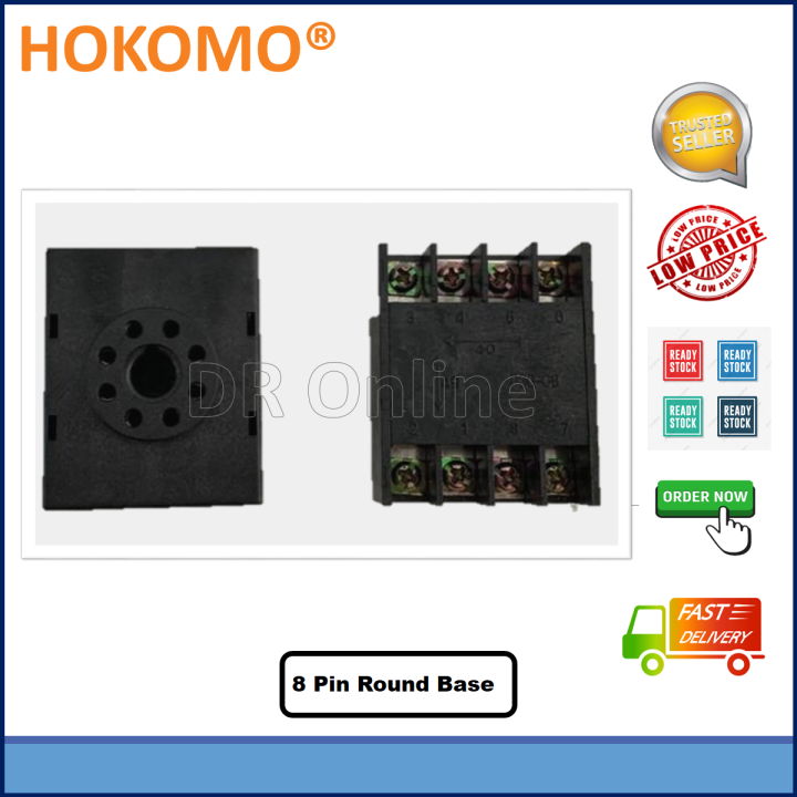Hokomo Timer Base Relay Base 8pin 11pin Round Relay Timer Base Socket 8pin Round Back Mounting