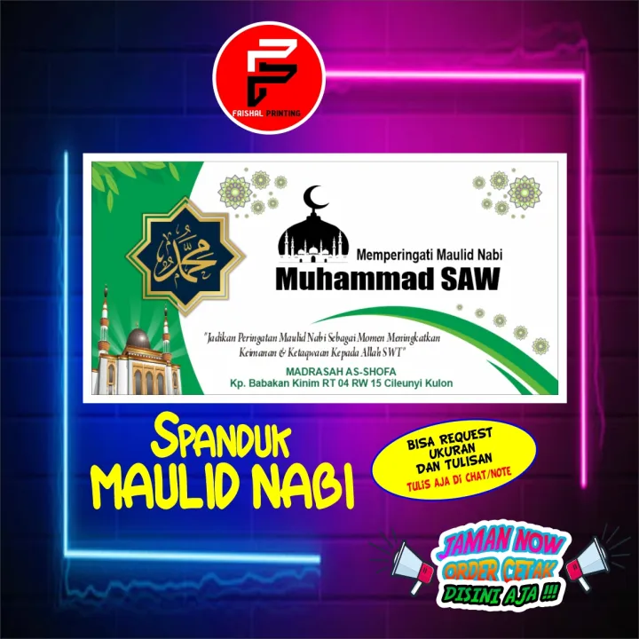 Spanduk Banner Peringatan Hari Besar Islam / Mauild nabi Ukuran 2 x 1 ...