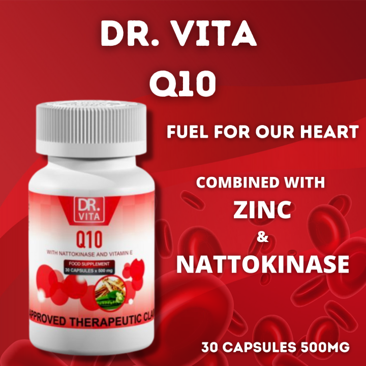 Original Dr. Vita Q10 with Nattokinase and Vitamin E 500mg X 30 Capsules per bottle | Lazada PH