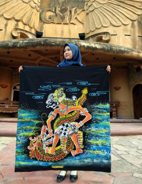 Sarung Batik Lukis Wayang Tokoh Bima/ Sarung Wayang Bima/ Sarung Wayang ...