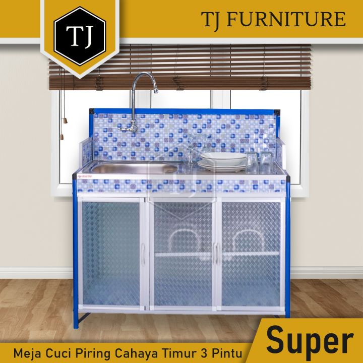 Cahaya Timur Meja Wastafel Cuci Piring Dengan Rak Piring Kaca Es 3 ...