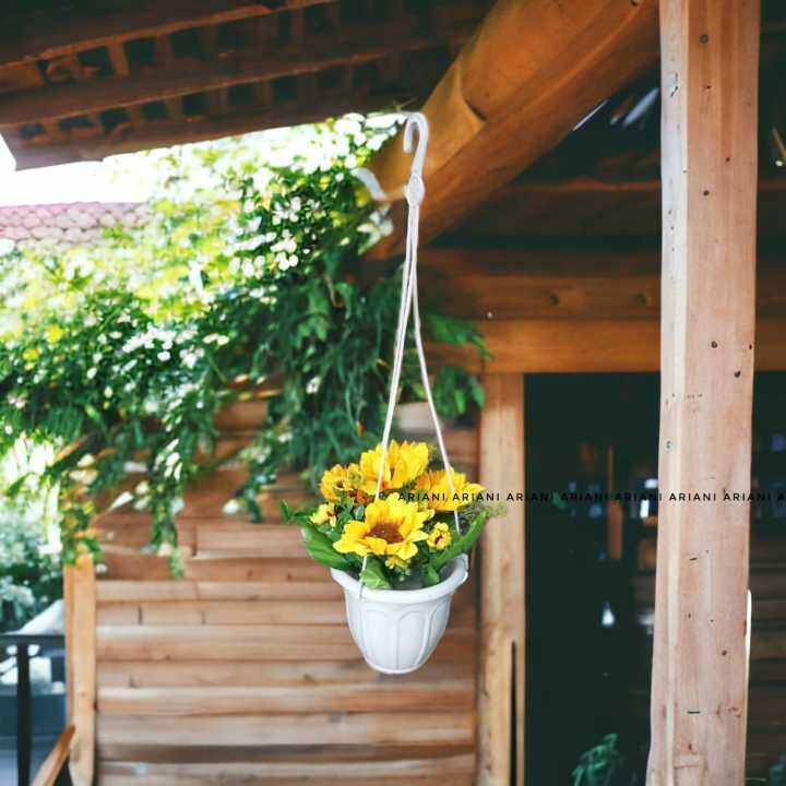 TOKOKITA 1318 SET BUNGA PLASTIK MATAHARI DENGAN POT GANTUNG RANTAI ...