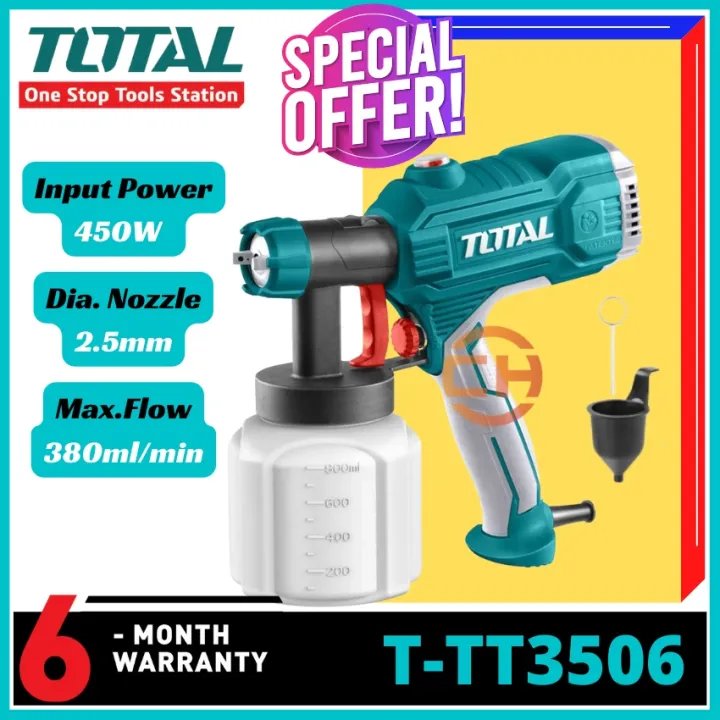 TOTAL Spray Gun (450W) with 800ml Paint Container with 2.5mm Nozzle ...