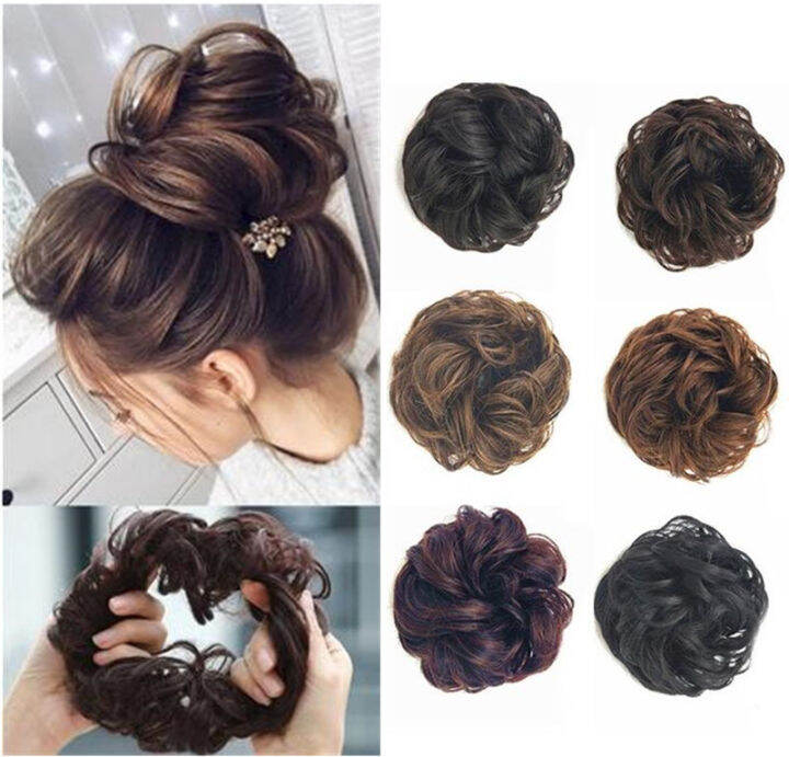 【LOVE WSJ】Synthetic Elastic Fake Hair Wig Bun Messy Chignon Scrunchies ...