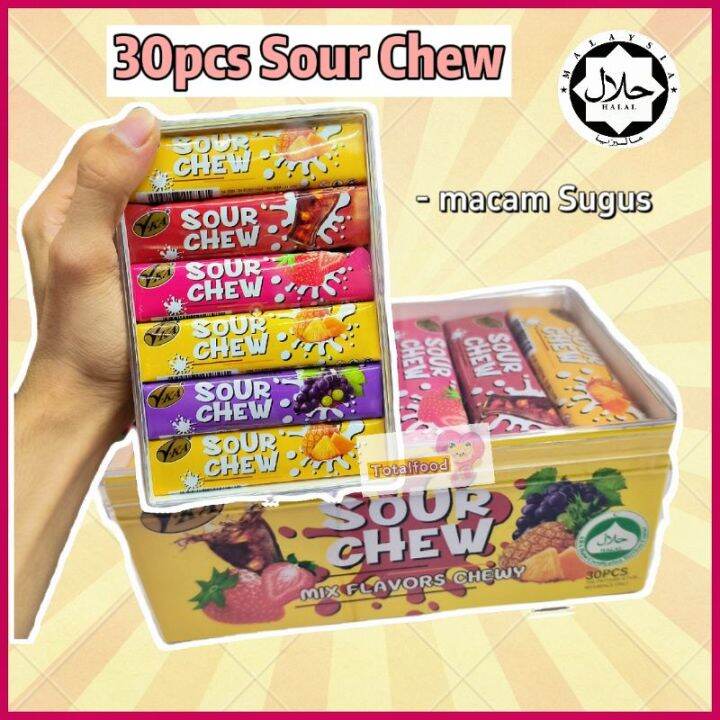 30pcs V.ka Sour Chew Candy macam Sugus [Pineapple/ Cola / Strawberry ...