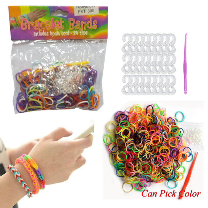 DIY 300 Pcs Loom Band Bracelet Bands Includes Hook Tool And 24 Pcs ...