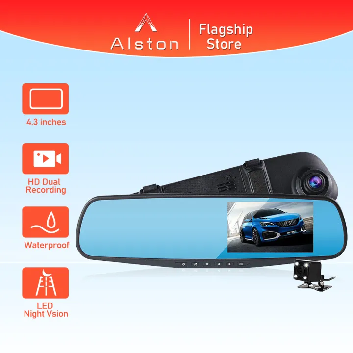 ALSTON 4.3 inch Full HD 1080P Camera with Dual Lens Vehicle Driving ...