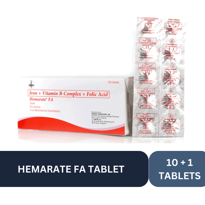 Hemarate FA Tablet Iron + Folic Acid 10 pieces + 1 free FORTIFER-FA ...