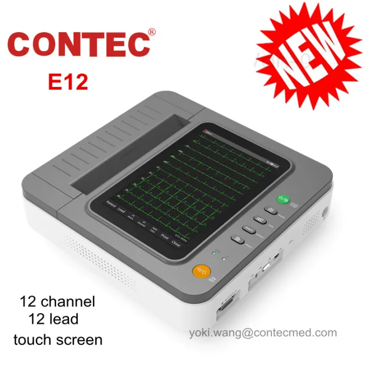 CONTEC E12 New ECG Machine Digital 12 Channel 12 Lead EKG Electrocardiograph, Interpretor,Touch ...