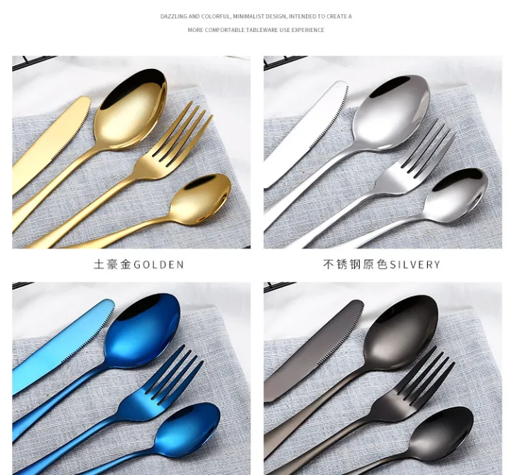 4 Piece Stainless Steel Cutlery Sets Utensils Peralatan Makanan Set ...