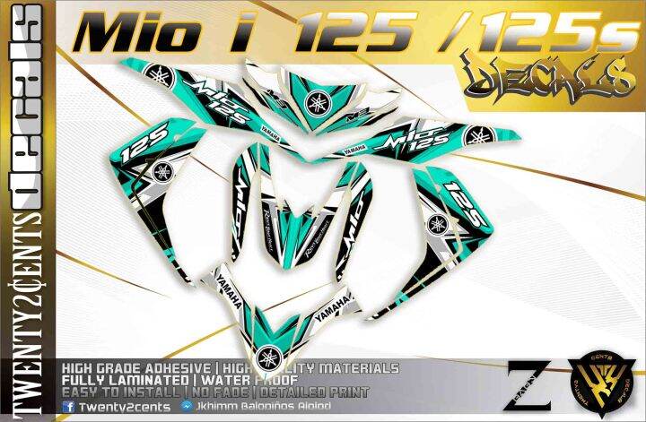 High-Quality Decals and Stickers for yamaha Mio i 125 / 125s cyan ...