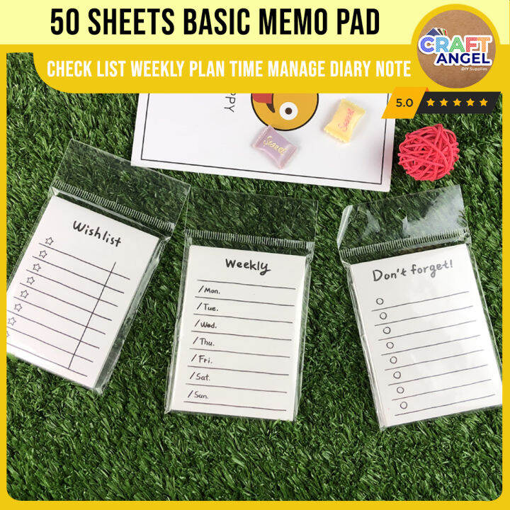 50 Sheets Basic Memo Pad Check List Weekly Plan Time Manage Diary Note ...