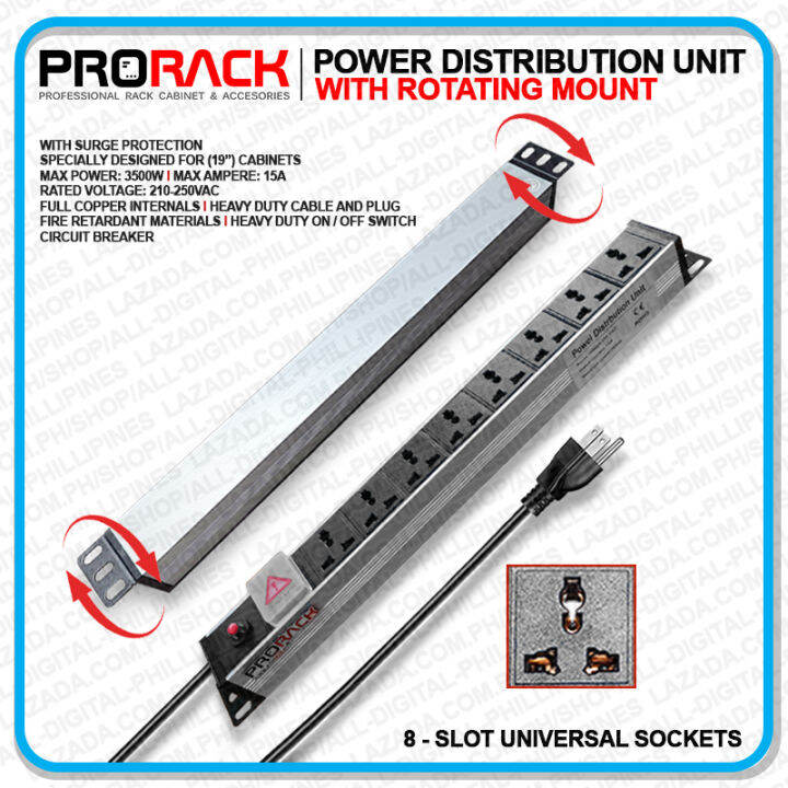 PRORACK Power Distribution Unit (PDU) with Rotating Mount for Data ...