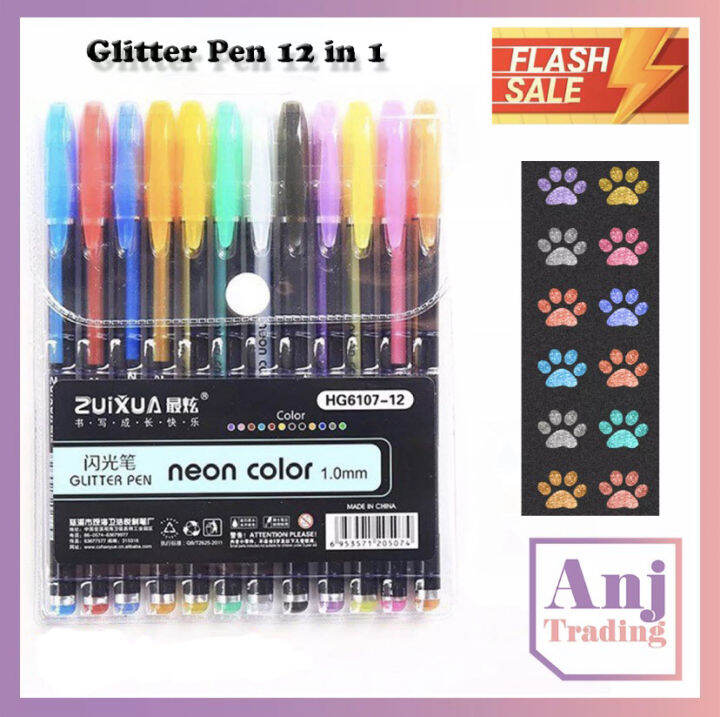 12in1 Color Ball Pen Set Neon Color Glitter Pen Highlighter Pen Pastel ...