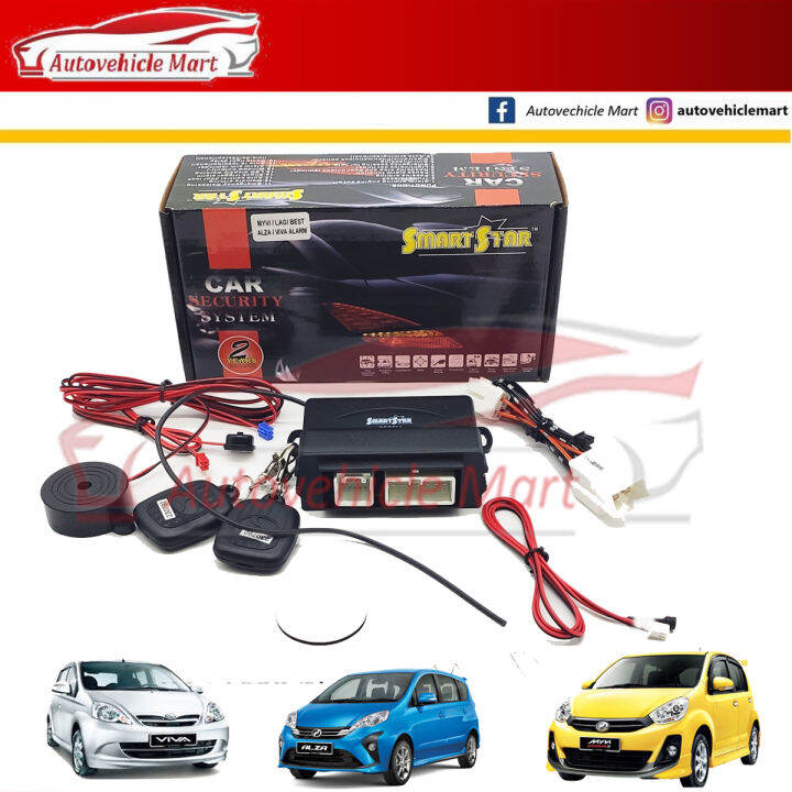 Smartstar Perodua Myvi 05-15Y, Viva, Alza Plug & Play Car Alarm System With Siren & Shock Sensor ...