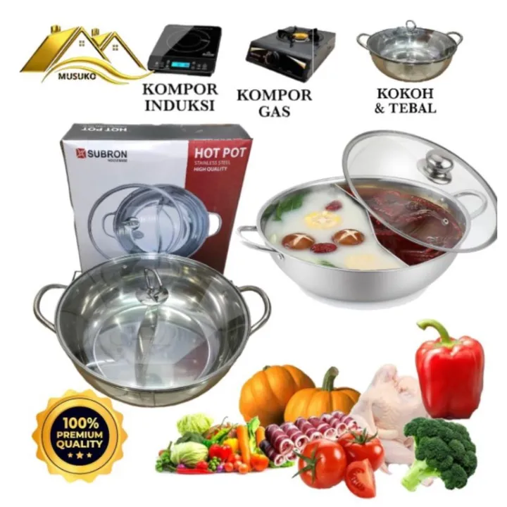 MUSUKO - Panci Shabu Subron 2 Skat 30cm /Panci Hotpot 2sekat /Panci ...